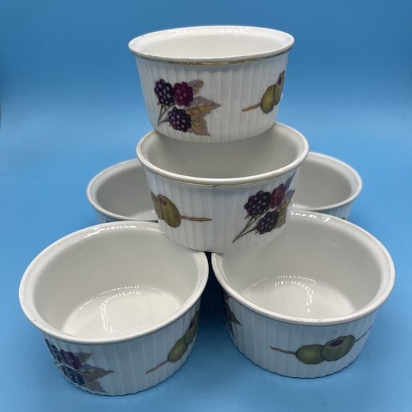 Royal Worcester | Dining | Royal Worcester Evesham Gold Olive Berry Ramekins Custard Cups Set Of ...